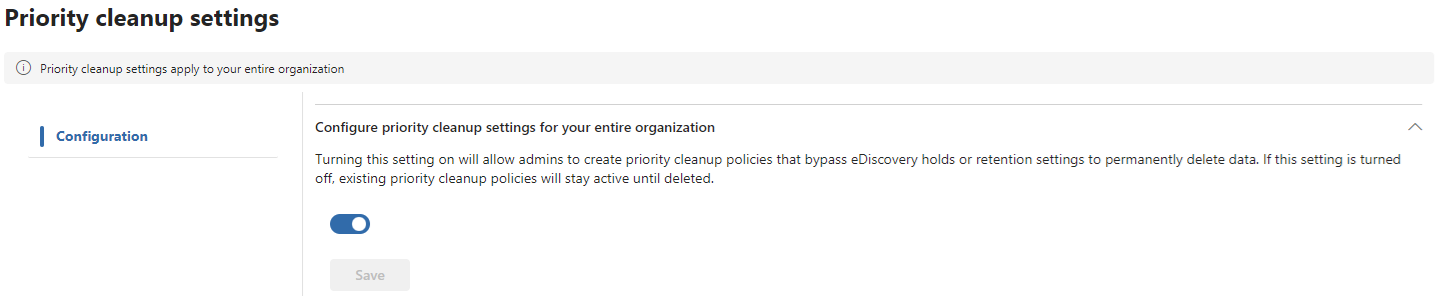 Priority cleanup enables removal of items on hold from Microsoft 365 ...